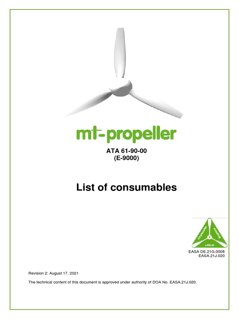 List of Consumables: ATA 61-90-00 (E-9000) | PDF | Paint | Epoxy