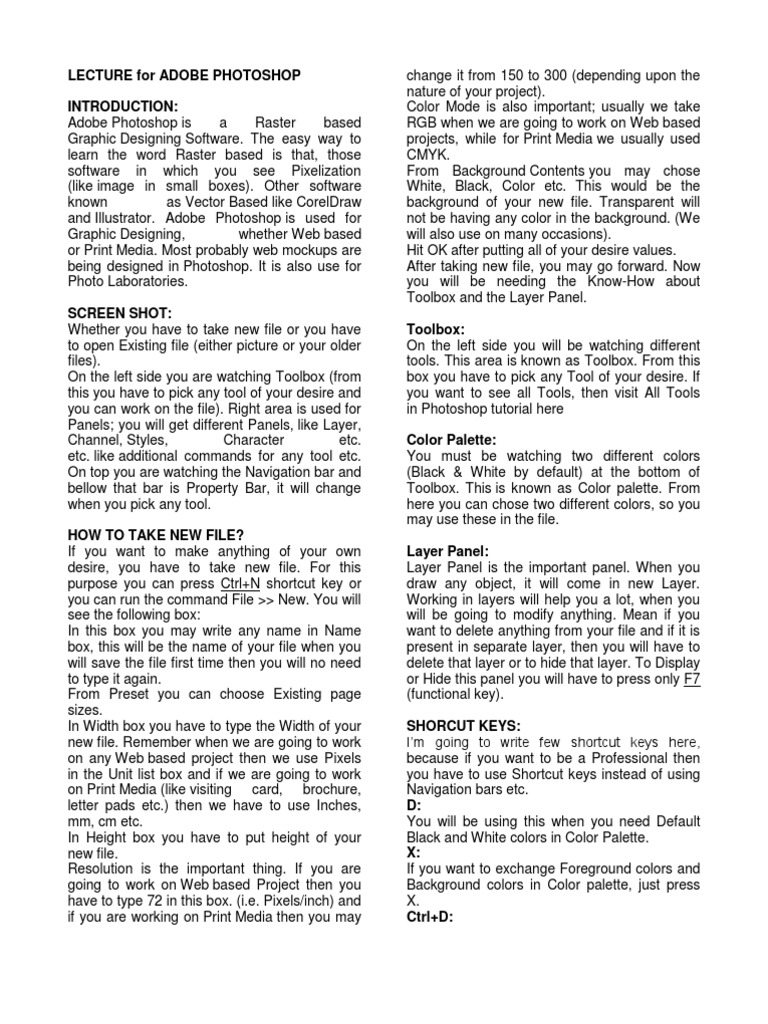 Lecture | PDF | Adobe Photoshop | Graphic Design