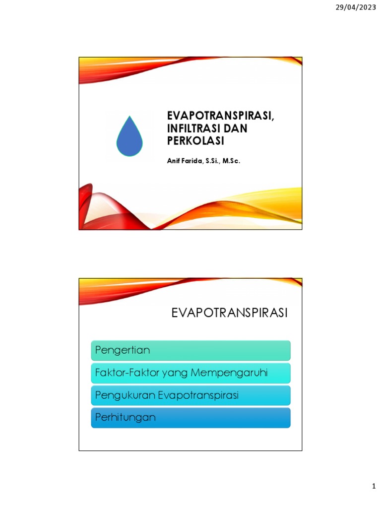Evapotranspirasi, Infiltrasi Dan Perkolasi | PDF | Sains & Matematika