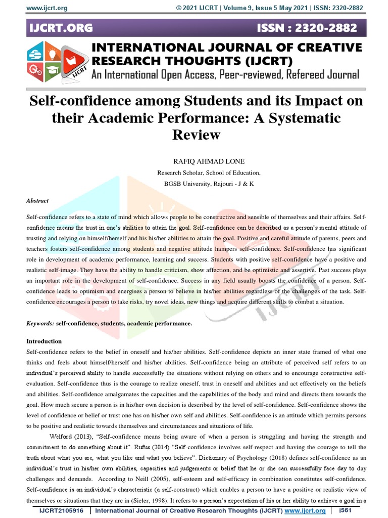 Self-Confidence Among Students and Its Impact On Their Academic ...