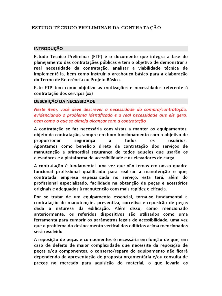 Estudo Técnico Preliminar Modelo | PDF | Seguro | Mercado (economia)