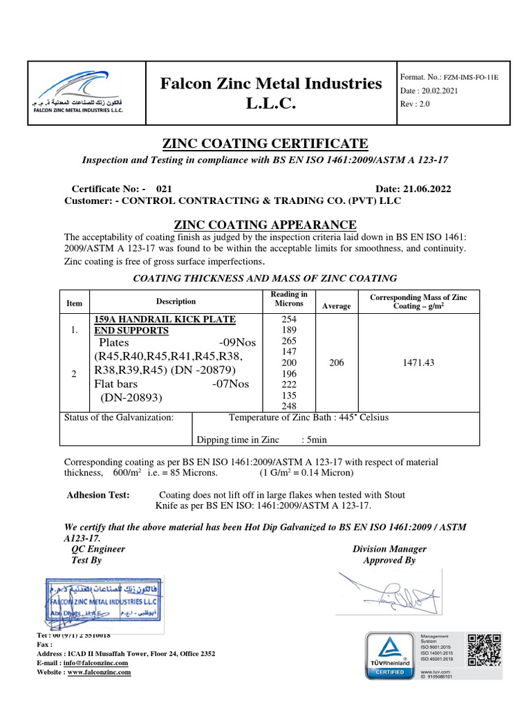 Certificate No - 021 | PDF | Chemistry | Metals