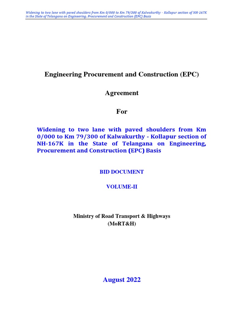 2-1 - EPC Document NH-167K-05-08-2022 | PDF | Breach Of Contract ...
