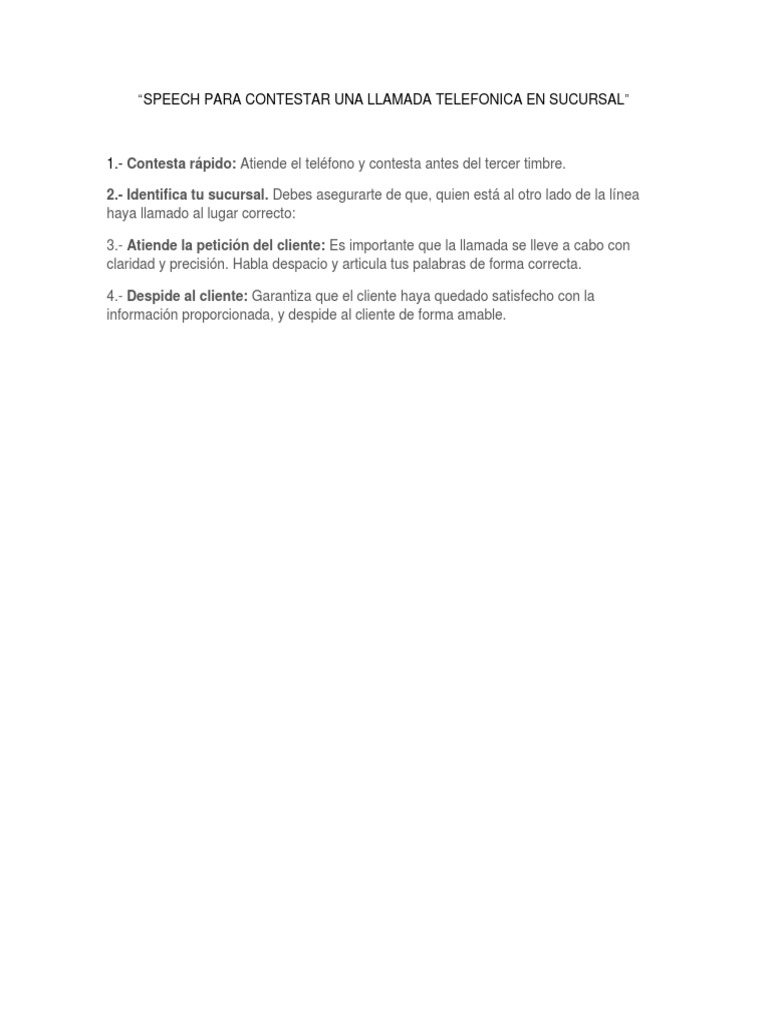 Speech para Contestar Una Llamada Telefonica | PDF
