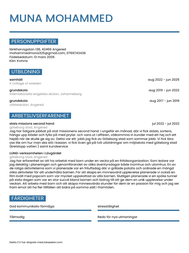 CV Muna Mohammed | PDF