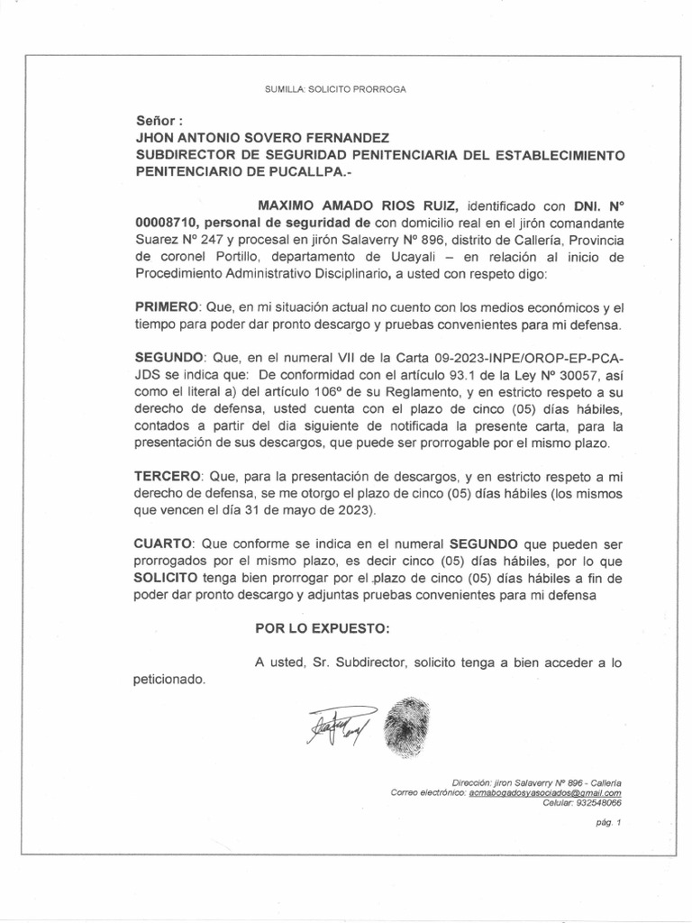Solicito Prorroga Pdf