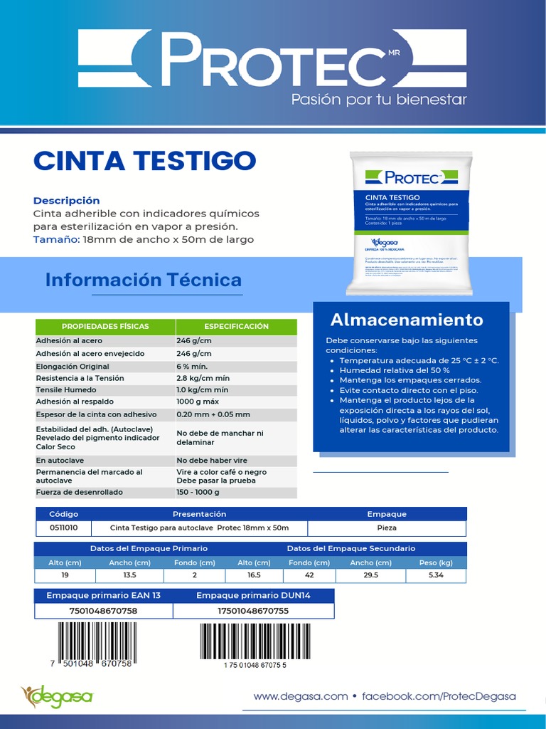 Cinta Testigo para Esterilización Protec | PDF | Física Aplicada e ...