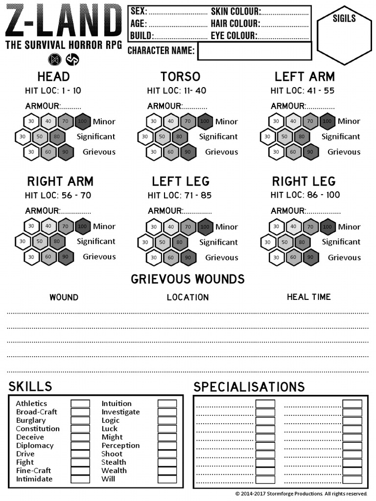 Spire RPG Character Sheet Template | PDF | Shotgun | Wound