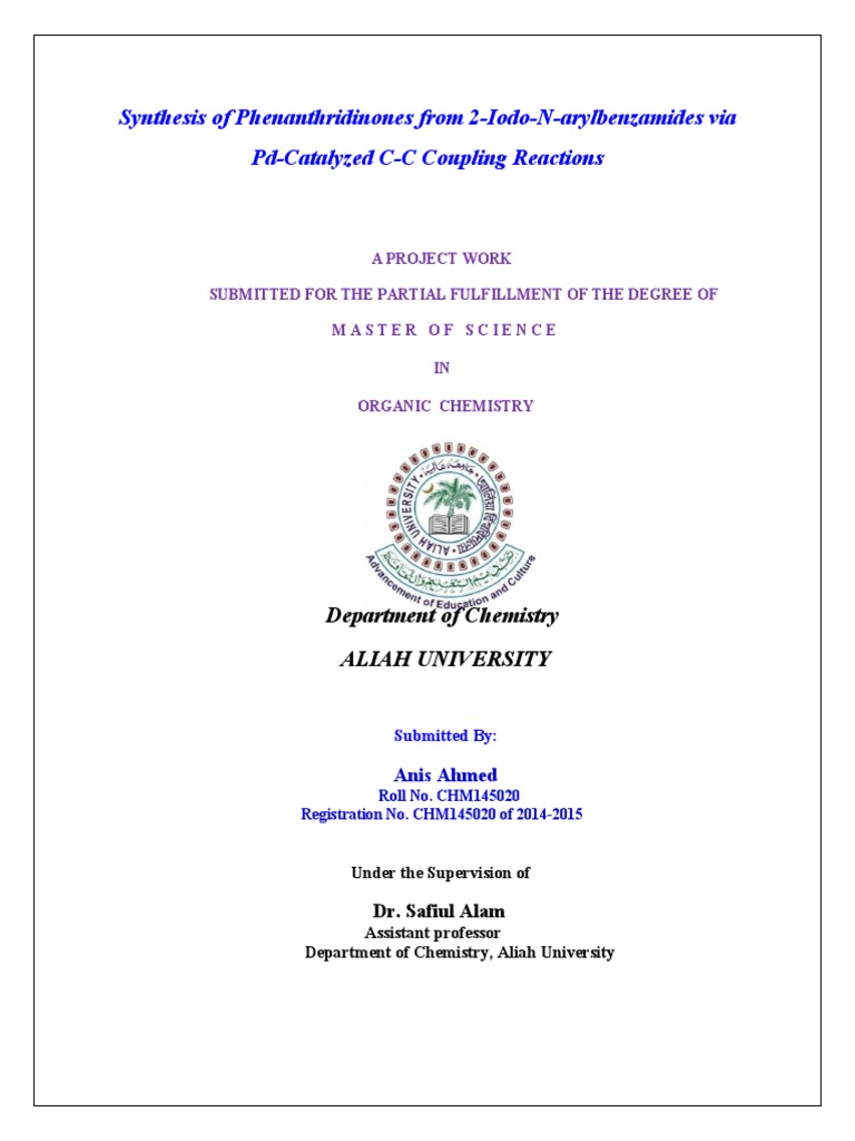 MSC Project Work, Anis Ahmed, SA-28.5.19 | PDF | Thin Layer Chromatography | Chemistry