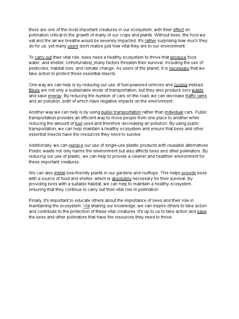 Importance of bees and the ecosystem | PDF