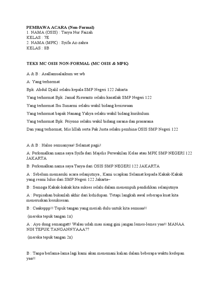 Contoh Teks Untuk MC | PDF