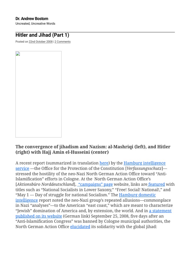 Hitler and Jihad (Part 1) - Dr. Andrew Bostom | PDF | Jihad | Nazi Germany