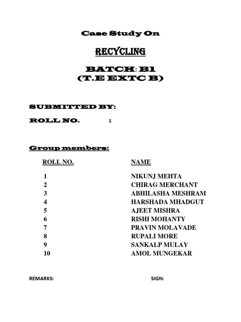 Recycling: Batch: B1 (T.E Extc B) | PDF | Recycling | Plastic