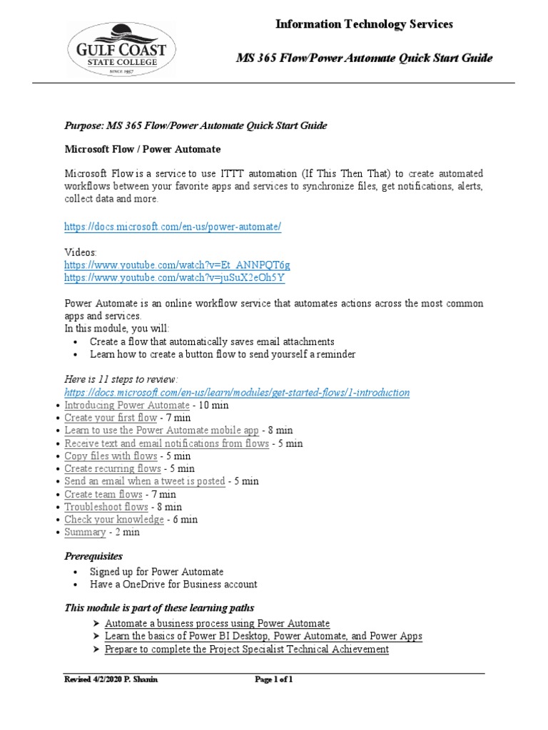 Flowpowerautomate Quickstart Guide | PDF | Technology & Engineering ...