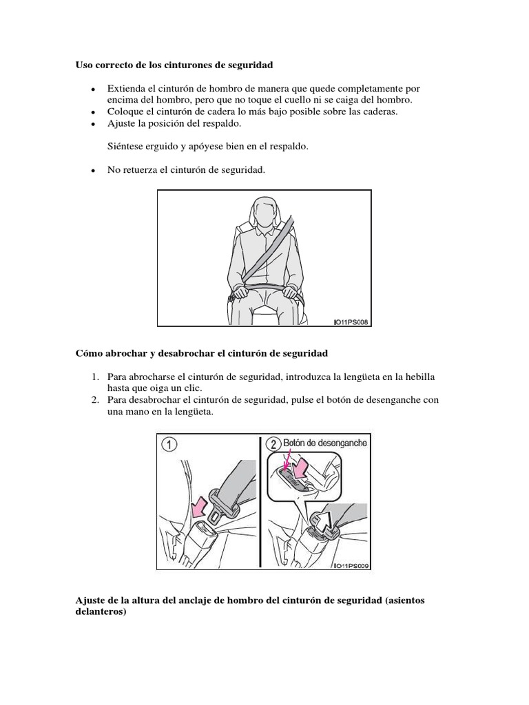 Uso correcto de los cinturones de seguridad | PDF | Cinturón de seguridad