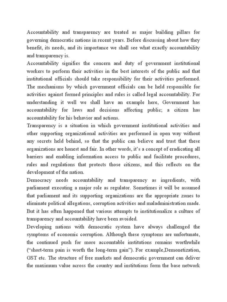 Enhancing Democracy through Transparency | PDF | Accountability ...