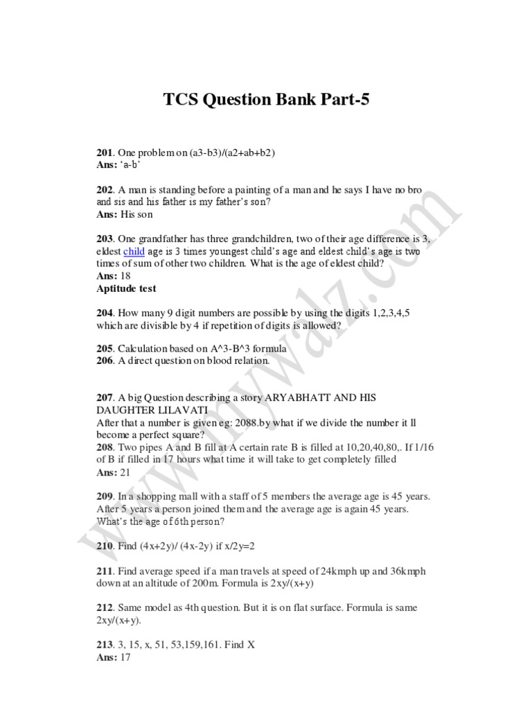 TCS Question Bank Part 5 | PDF | Option (Finance) | Teaching Mathematics