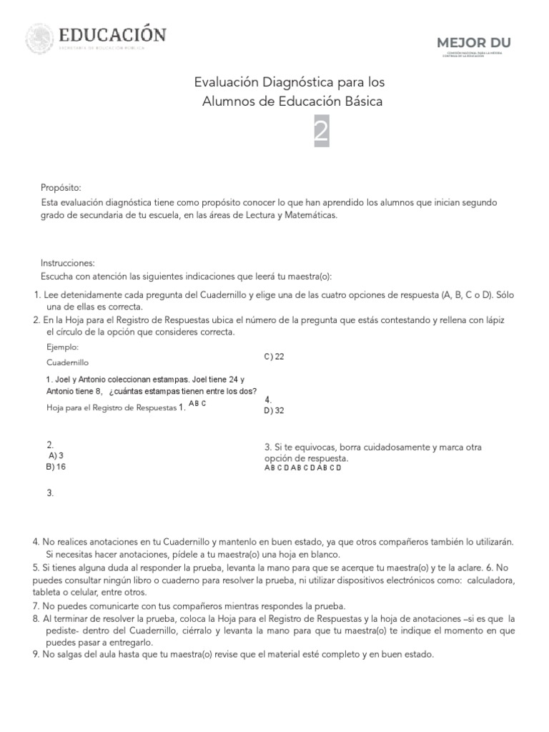 Prueba Diagnostica Español II | PDF