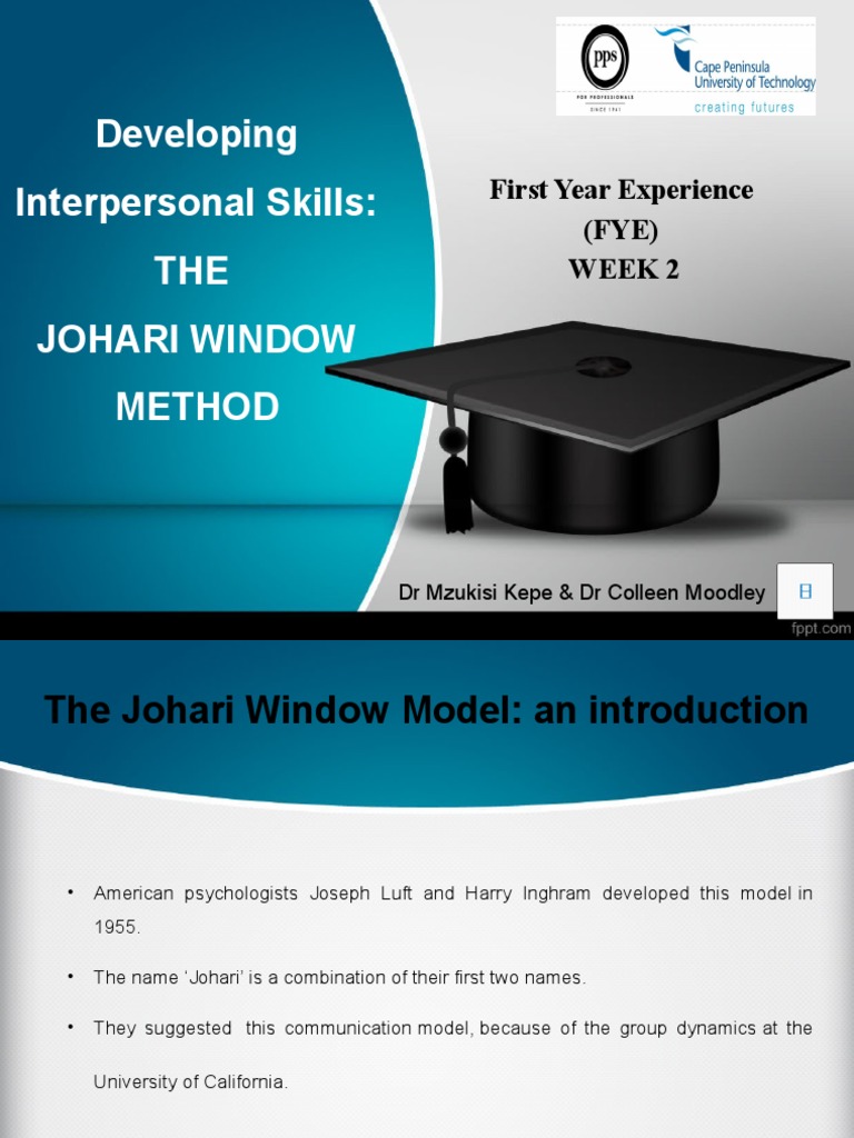 FYE Week 2 - The Johari Window Model | PDF | Behavioural Sciences ...