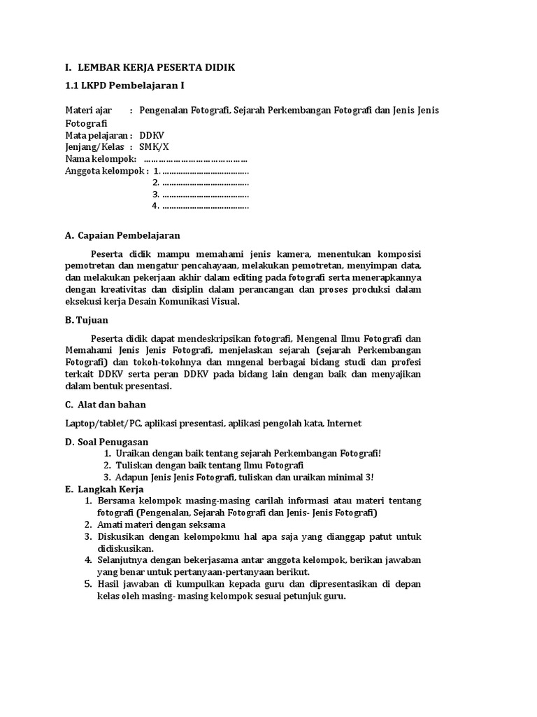 LKPD DDKV Modul 1 | PDF | Seni