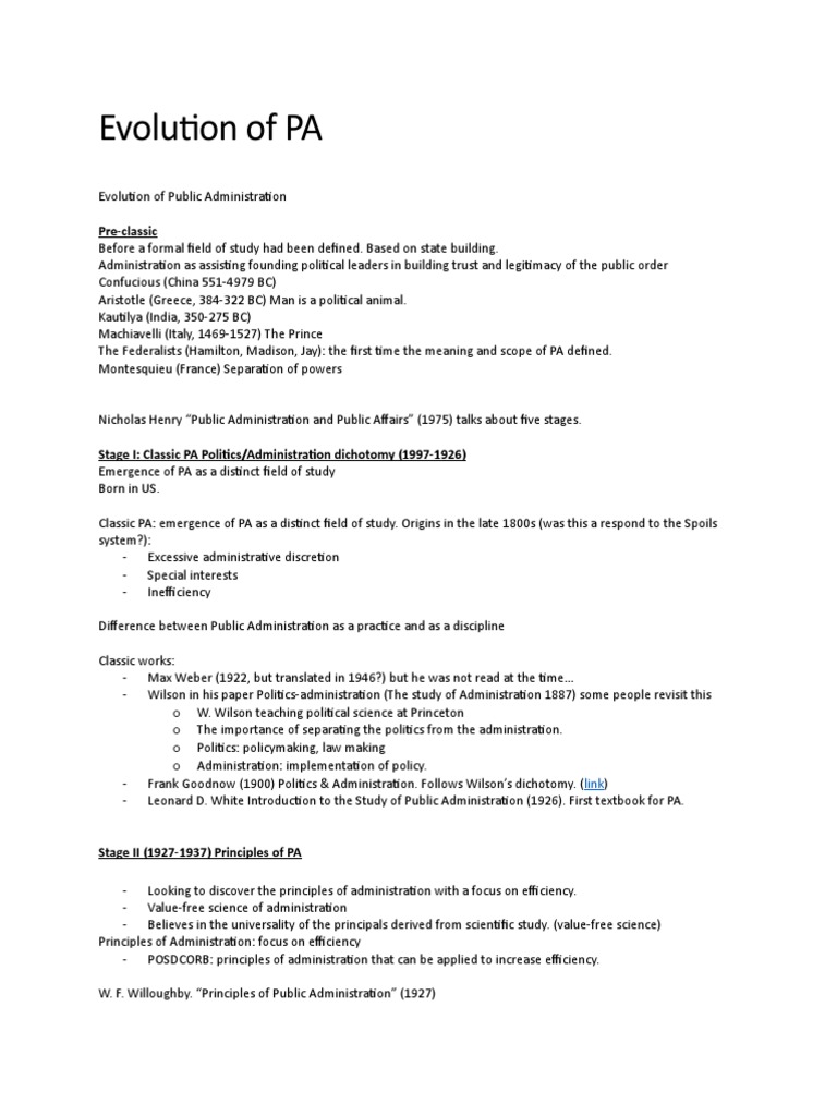 Evolution of Public Administration | PDF | Public Administration ...