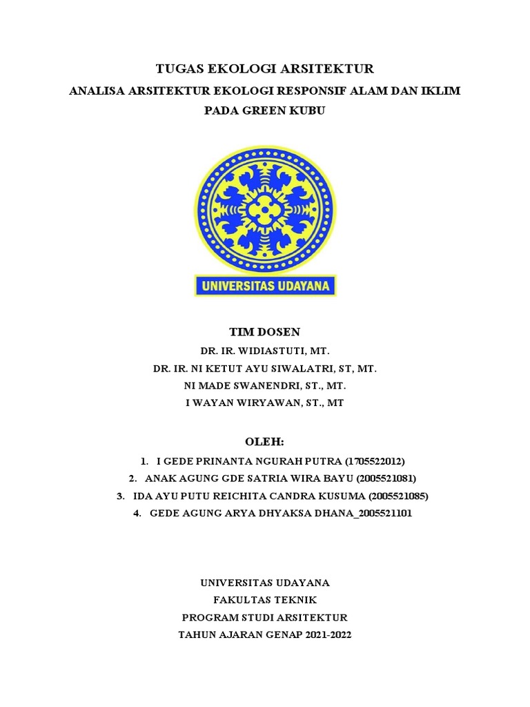 TUGAS EKOLOGI ARSITEKTUR tugas pak wiryawan | PDF