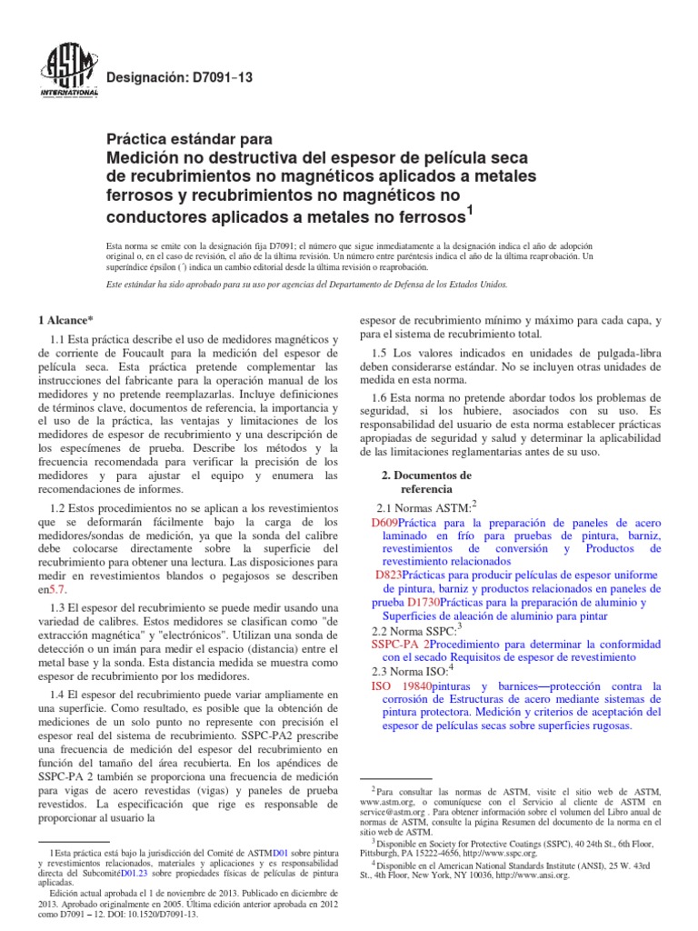 Astm D7091-13 Español | PDF | Revestimiento | Calibración