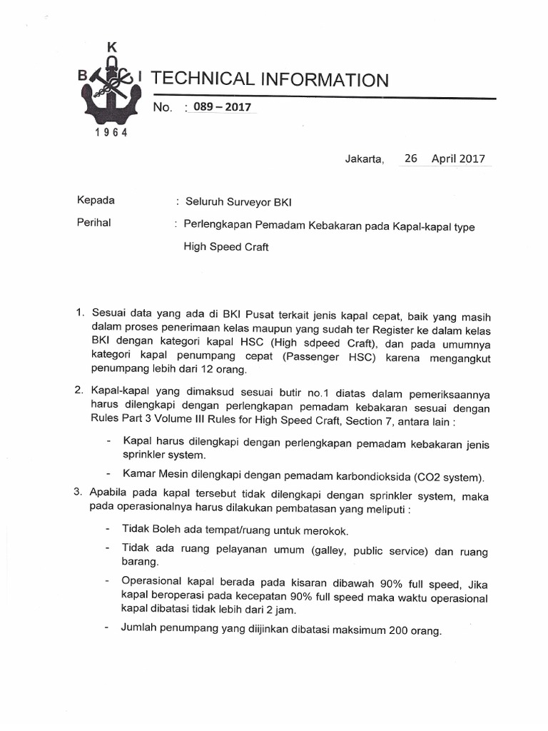 Perlengkapan Pemadam Pada Kapal High Speed Craft | PDF