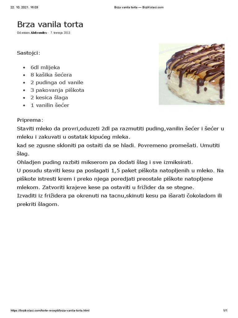 Brza Vanila Torta | PDF