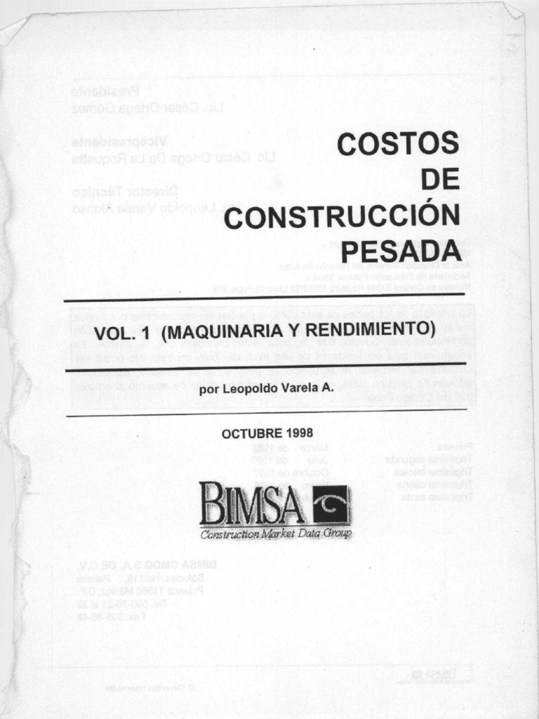 Bimsa Maquinaria Ok | PDF | Costo | Salario