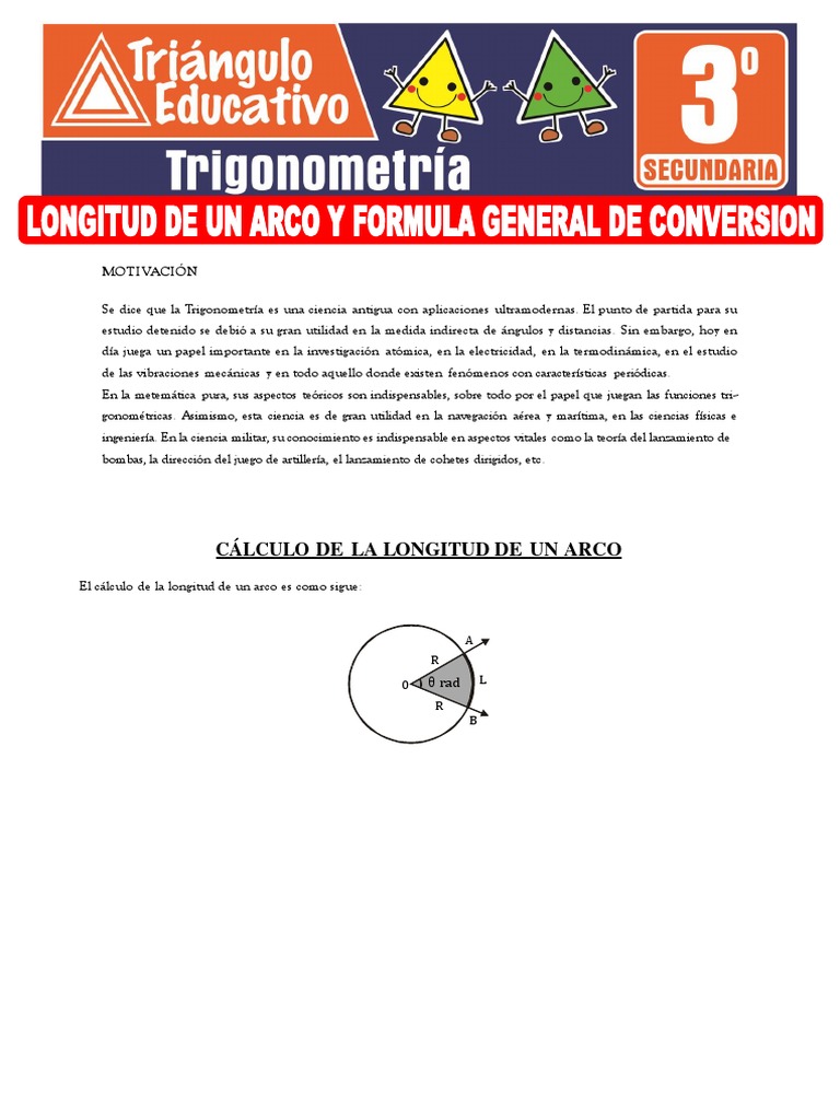 Longitud de Un Arco y Formula General de Conversion para Tercer Grado ...