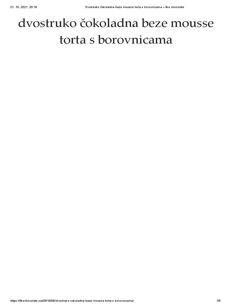 Dvostruko Čokoladna Beze Mousse Torta S Borovnicama - Like Chocolate | PDF