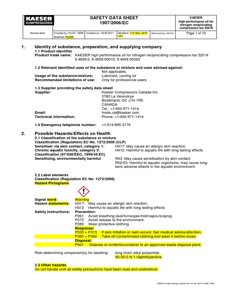 MSDS-ISO 320 N-CAN-CAE_43-29292 | PDF | Firefighting | Toxicity