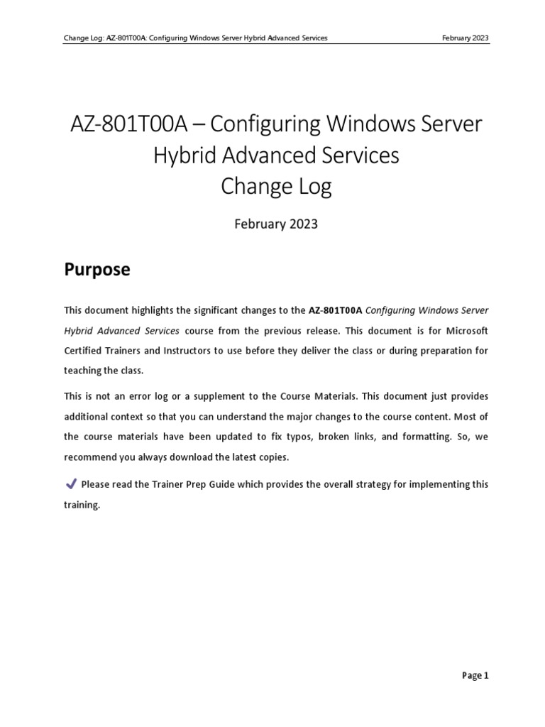AZ 801T00A ENU ChangeLog | PDF | Microsoft Windows | Cloud Computing