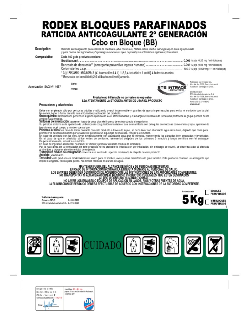 Rodex Bloques Parafinados - ETIQUETA | PDF | Agua | Especialidades Medicas