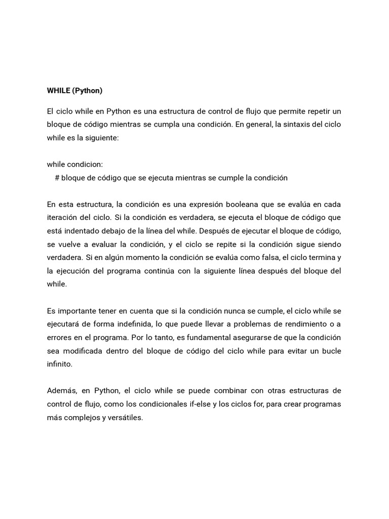 Ejercicios WHILE | PDF | Python (lenguaje de programación) | Flujo de ...