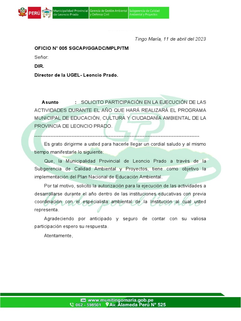 OFICIO UGEL ORIGINAL | PDF