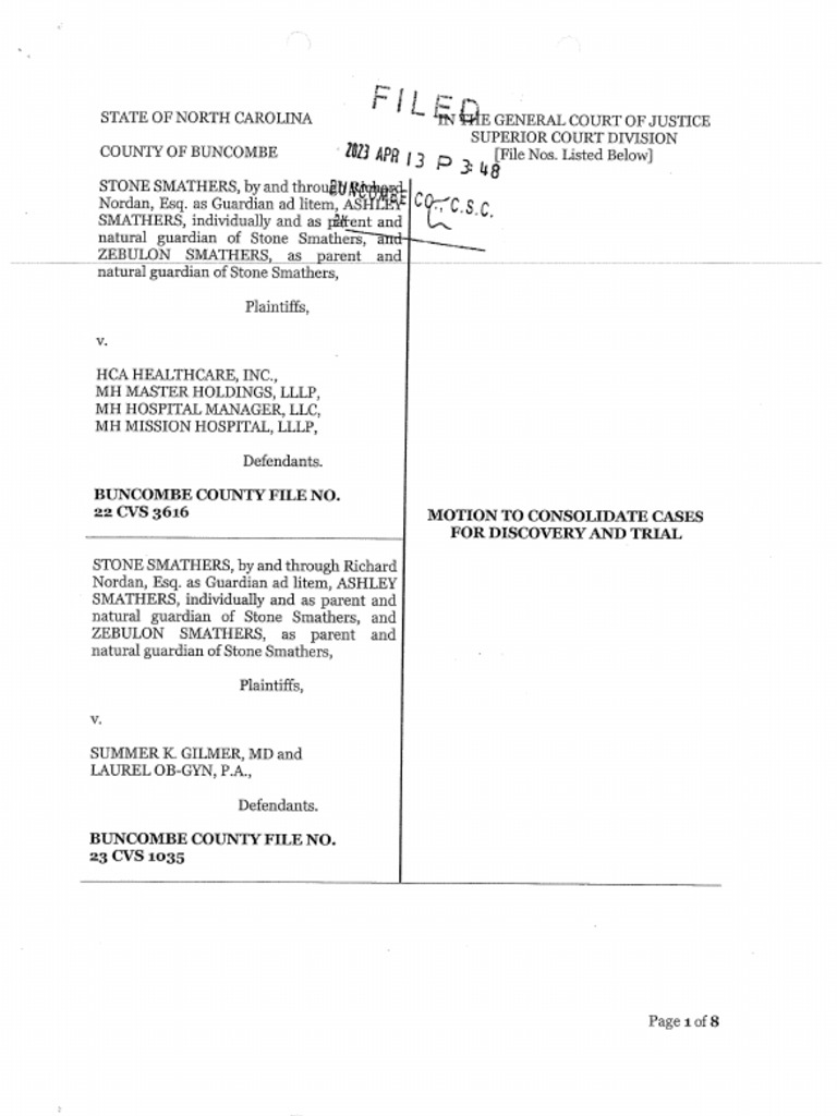Smathers Motion To Consolidate | PDF