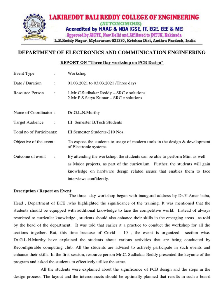 Report On Three Day Hands On Traing Program On PCB Design | PDF ...