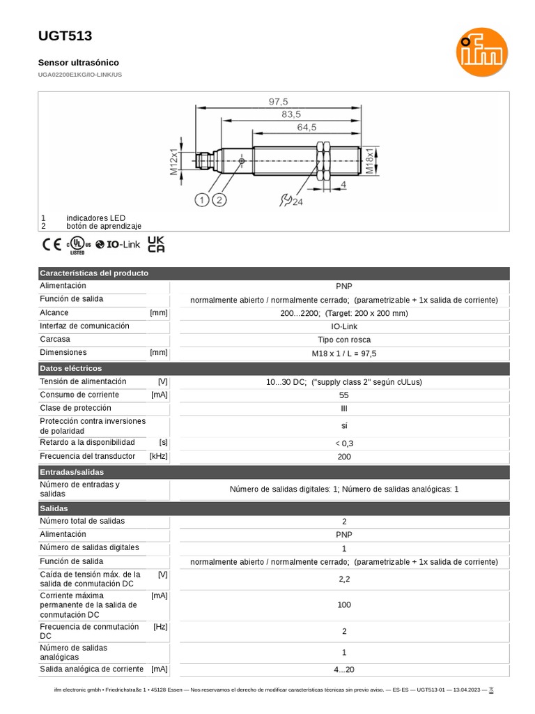 Ugt513 01 - Es Es | PDF | Sensor | Ingenieria Eléctrica