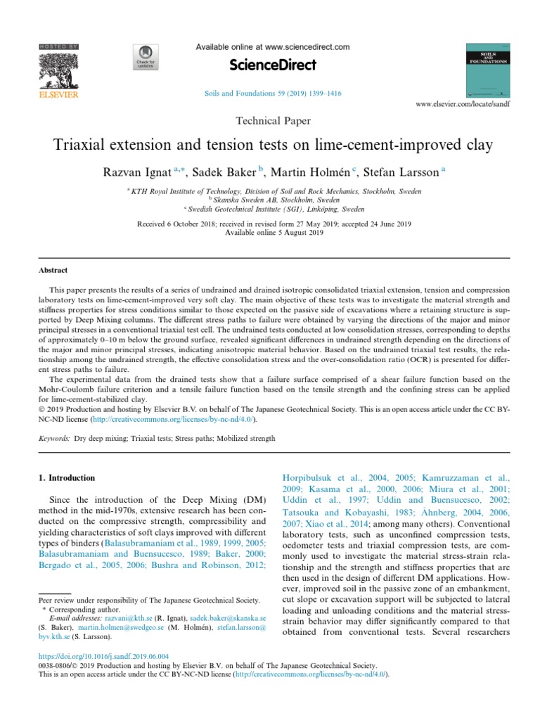 Triaxial Tests on Lime-Cement Clay | PDF | Strength Of Materials ...