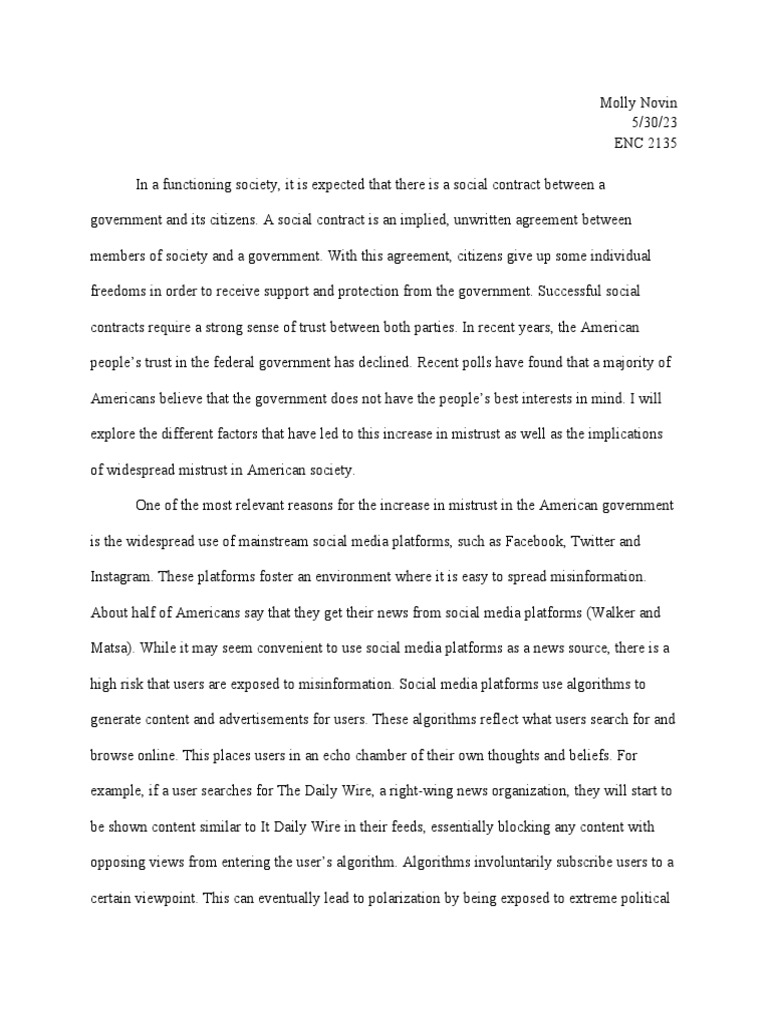 Project 1 Revised Draft - Molly Novin | PDF | Donald Trump | American ...