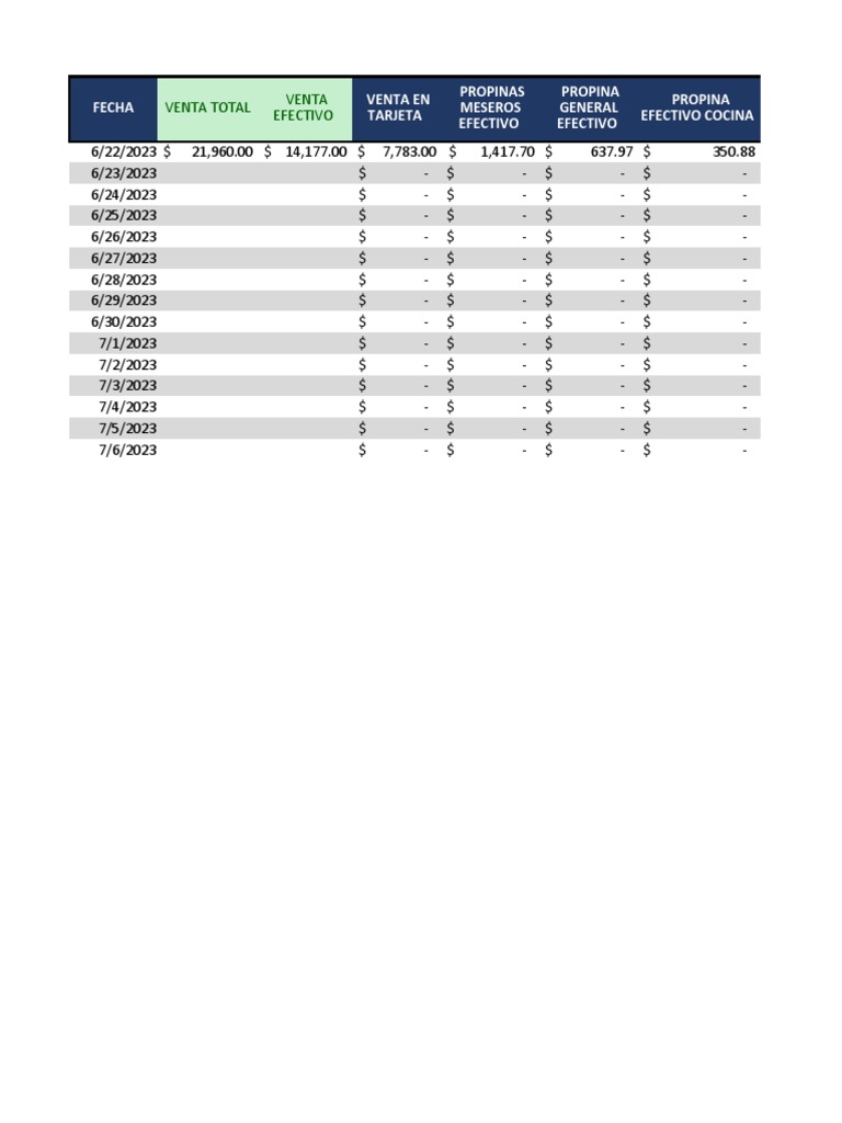 Formato Propinas | PDF