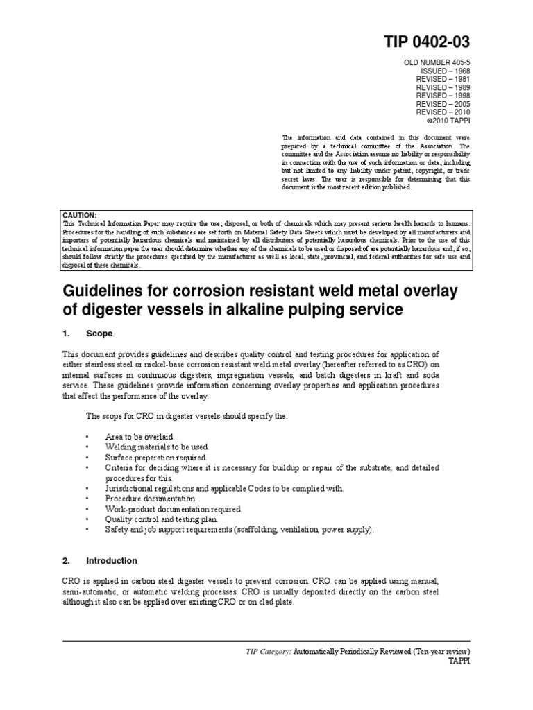 TAPPI Guidelines Overlay Digester | PDF | Construction | Welding