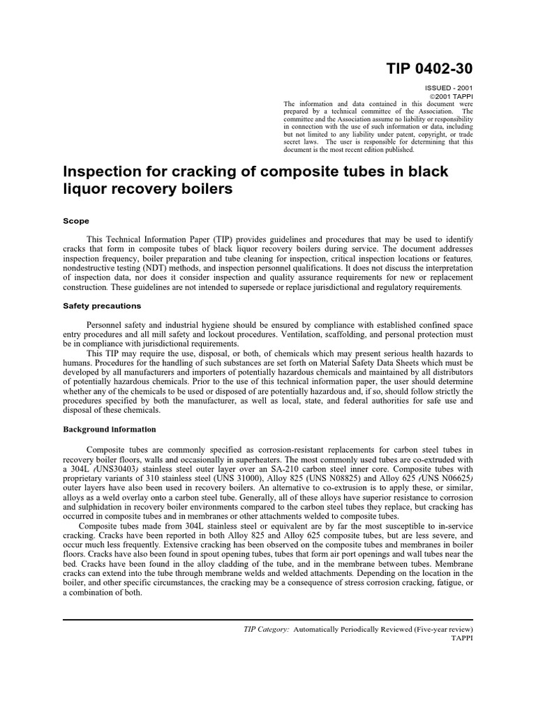 TAPPI TIP 402-30 Insp For Cracking Composite Tubes | PDF | Stainless ...