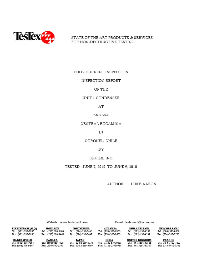 Endesa Unit 1 Condenser OD Indications Only Report | PDF | Secondary Sector Of The Economy ...