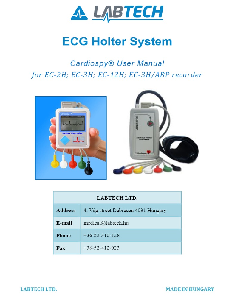 ECG Holter System. Cardiospy User Manual For EC-2H EC-3H EC-12H EC-3H - ABP Recorder LABTECH LTD ...