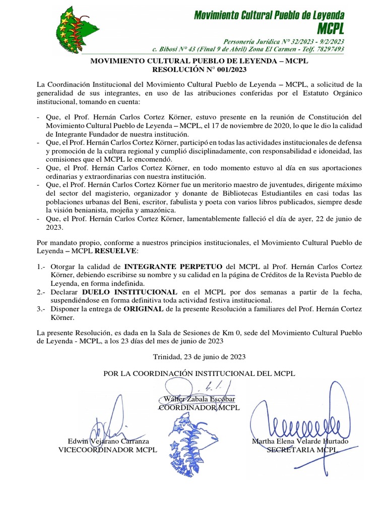 Resolución Del MCPL | PDF | Gobierno