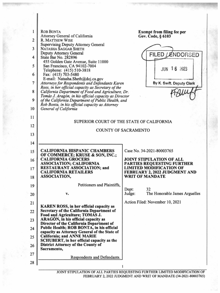 CA Prop. 12 Extension Superior Court Order 6.21.23 | PDF