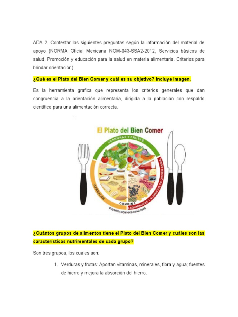 Ada 2. Guías Alimentarias | PDF | Alimentos | Vegetales